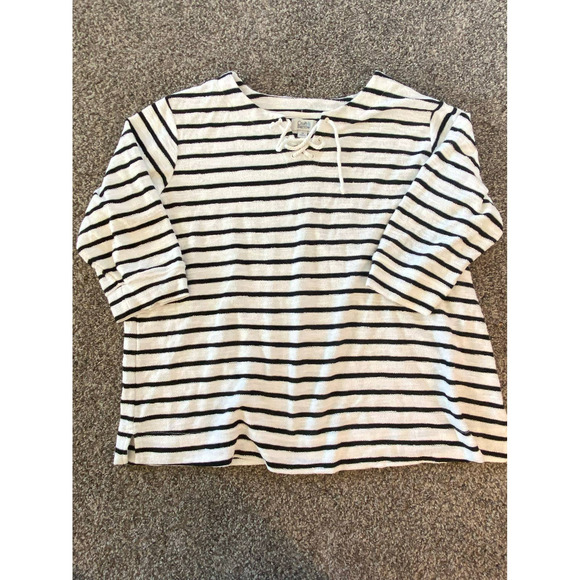 croft & barrow | Tops | Croft Barrow Cream With Black Stripe Baja Top ...